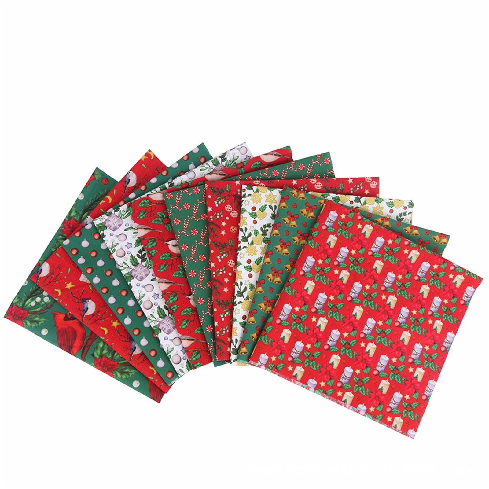 10 Pieces Christmas Fabric Bundles Sewing Quilting 10 x 10 Inch Bundle ...