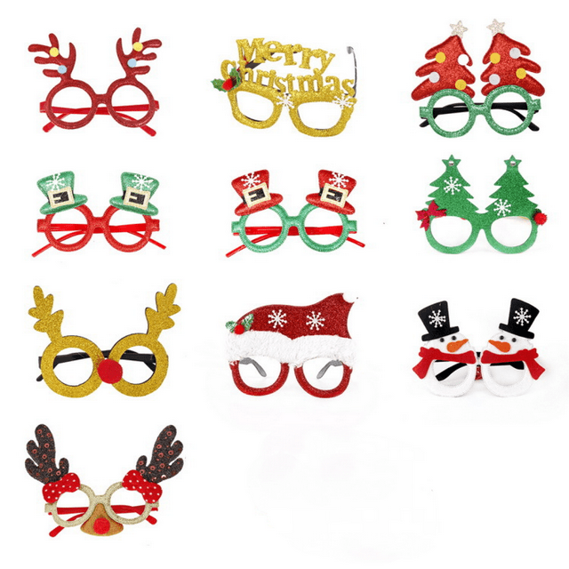 10 Pieces Christmas Glitter Party Glasses Christmas Decoration Costume