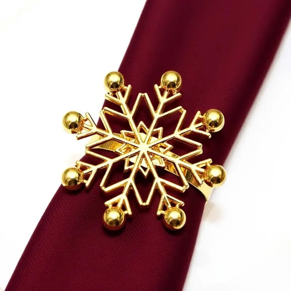 10 Pieces Christmas Snowflake Beaded Napkin Rings - Multifunctional ...