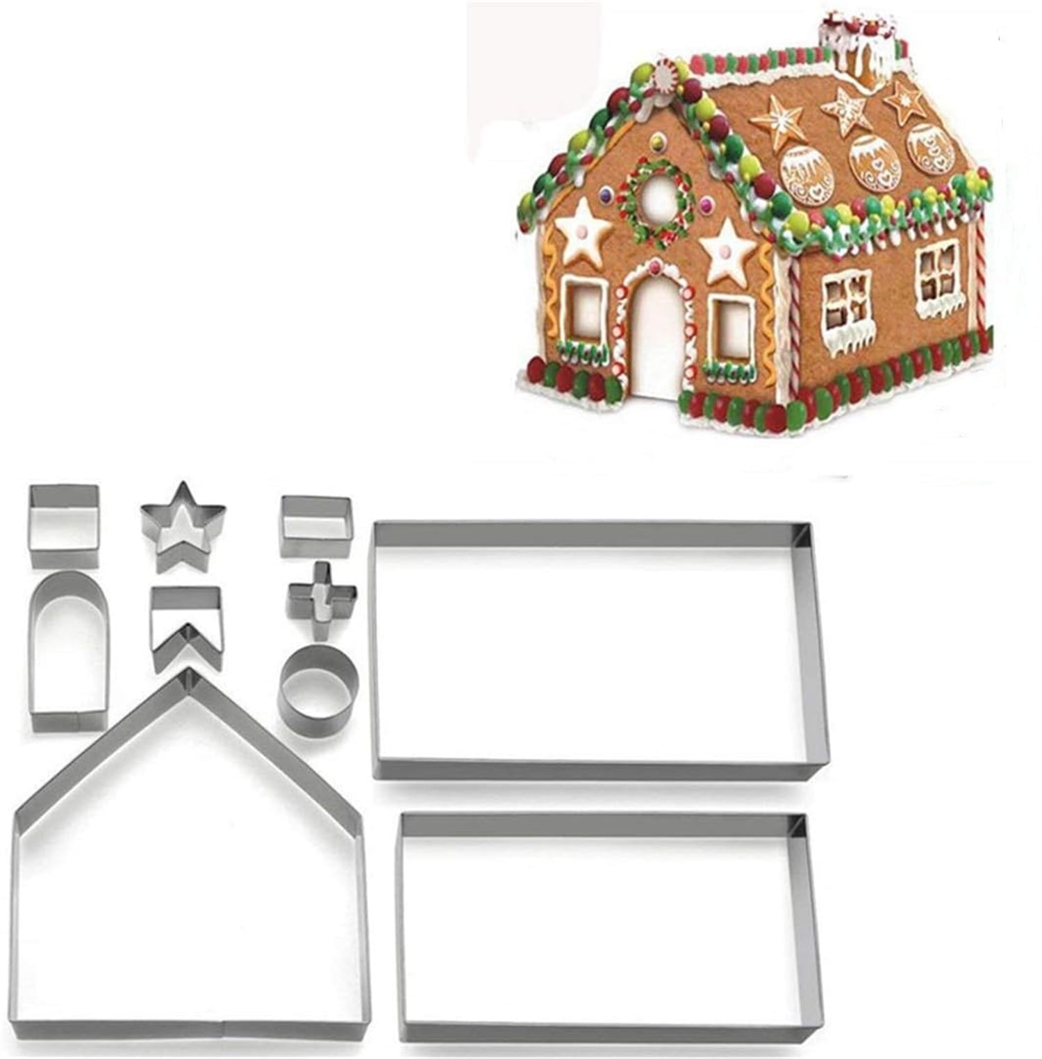 10 Pieces Christmas Village Gingerbread House Cookie Cutter Set,Little ...