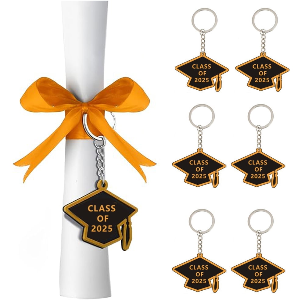10 Pieces Class of 2025 Graduation Keychains Rubber Key Chains Grad Cap ...