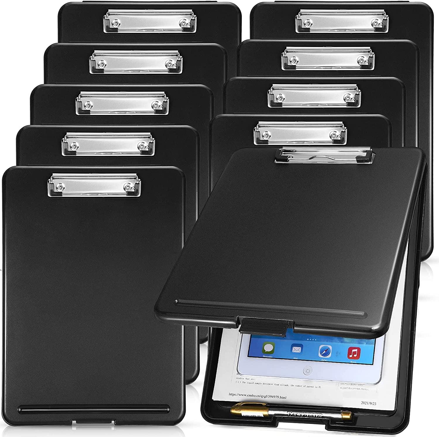 10 Pieces Clipboard with Storage Plastic Storage Clipboard Nursing ...