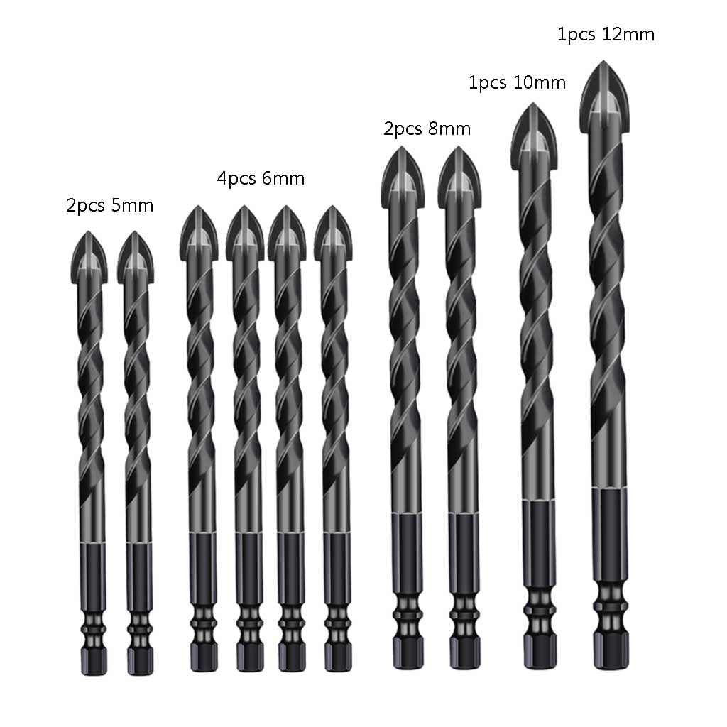 10 Pieces Crucifix Hex Tile Bit Set 5/6/8/10/12mm for Tile Brick Cement ...