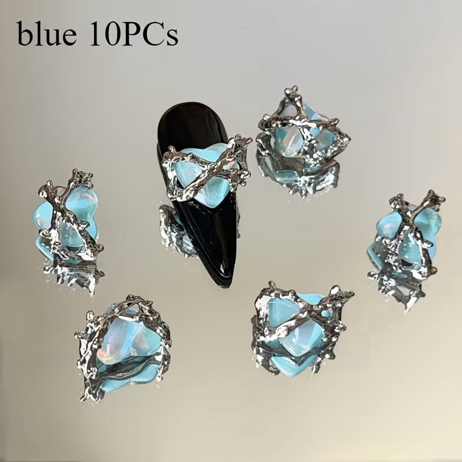 10 Pieces Dark Vintage Style Nail Charms Set - Elegant Diamond Nail Art ...