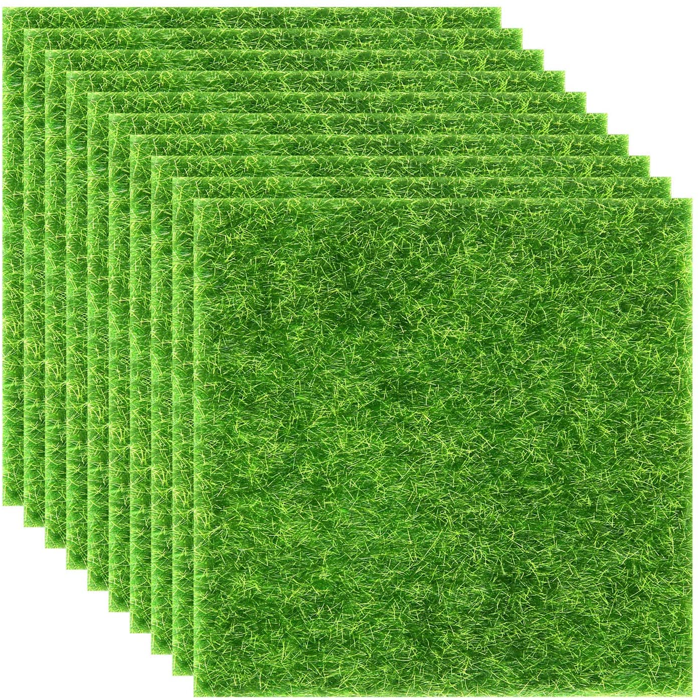 10 Pieces Fake Grass for Crafts - 6 x 6 Inches Artificial Garden Grass ...