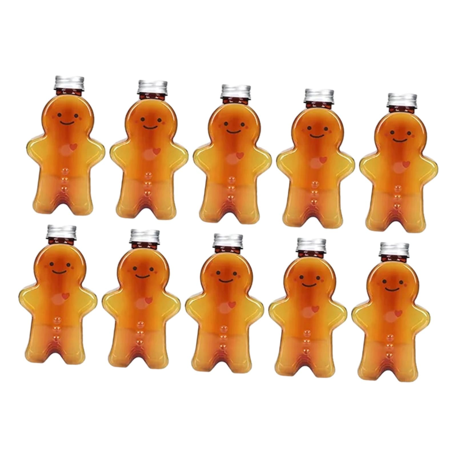 10 Pieces Gingerbread Man Empty Juice Bottles with Airtight Lids ...