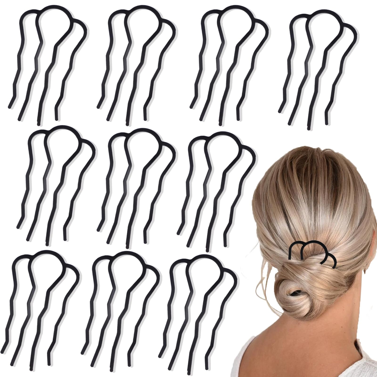 10 Pieces Hair Side Combs Metal Hair Comb Clips U Shaped Hair Pins ...