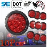 10 Pieces High Quality LED 4" Red Round STOP BRAKE TURN TAIL RUNNING ...