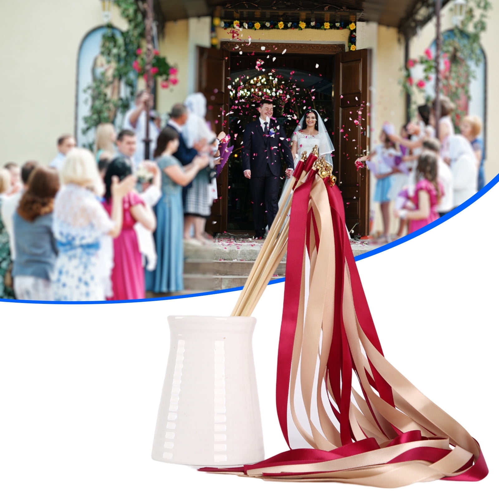 10 Pieces Lace Ribbon Wedding Wand Sticks Colorful Ribbon Streamers ...