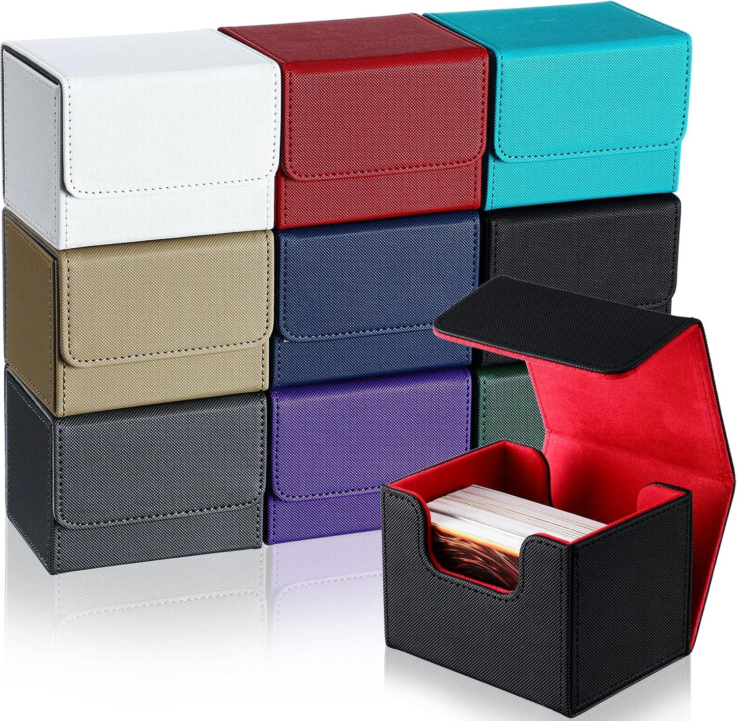 10 Pieces Leather Deck Game Card Box Magnetic Card Game Case for 100 ...