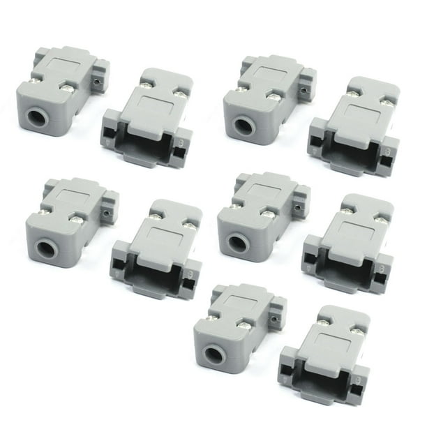 10 Pieces Male Female Gray Plastic Hood DB9 Connector Shell Cover with ...