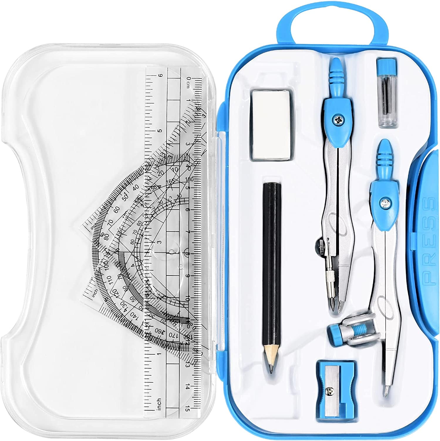 10 Pieces Math Geometry Kit Set Student Supplies with Shatterproof ...