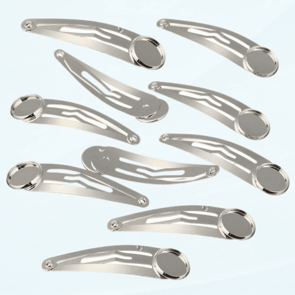 10 Pieces Metal Snap Hair Clips with Round Tray BB Hair Clips with ...