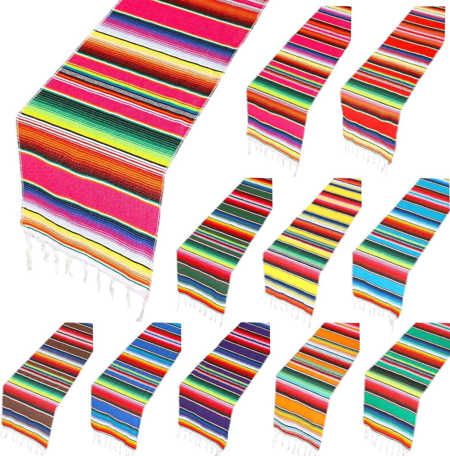 10 Pieces Mexican Serape Table Runners 14 x 84 Inch 10 Color Mexican ...