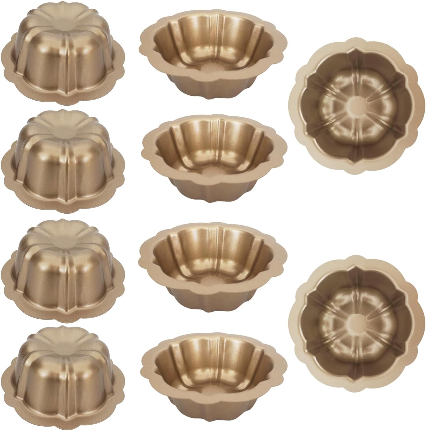 10 Pieces Mini Bundt Cake Pan, Nonstick 4 Inch Small Carbon Steel ...