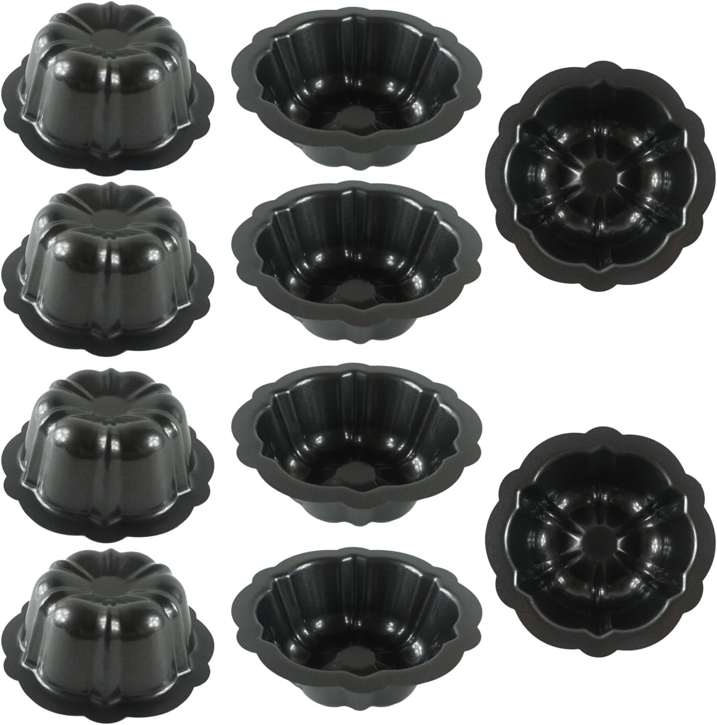 10 Pieces Mini Bundt Cake Pan, Nonstick 4 Inch Small Carbon Steel ...