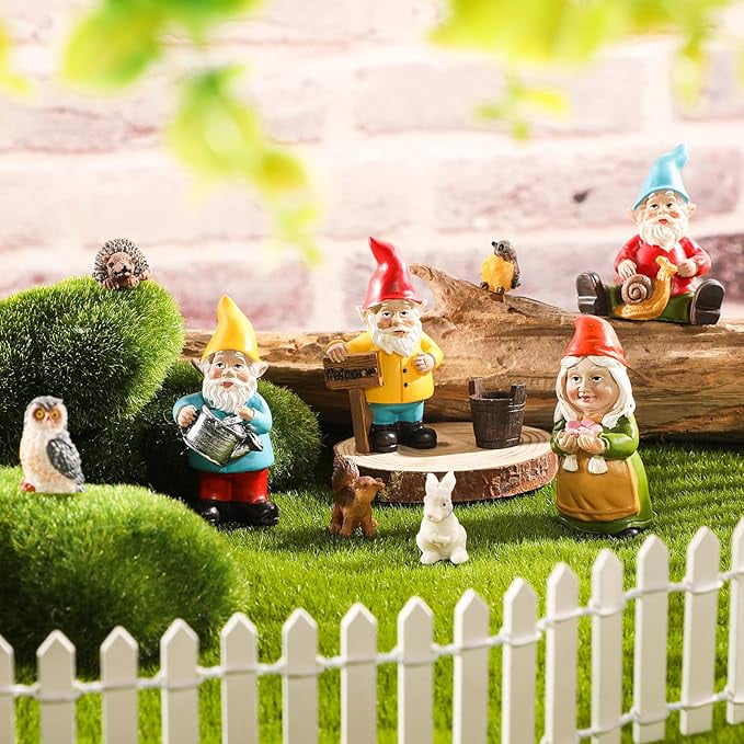 10 Pieces Mini Fairy Gnomes Statue Garden Accessories Kit Miniature ...