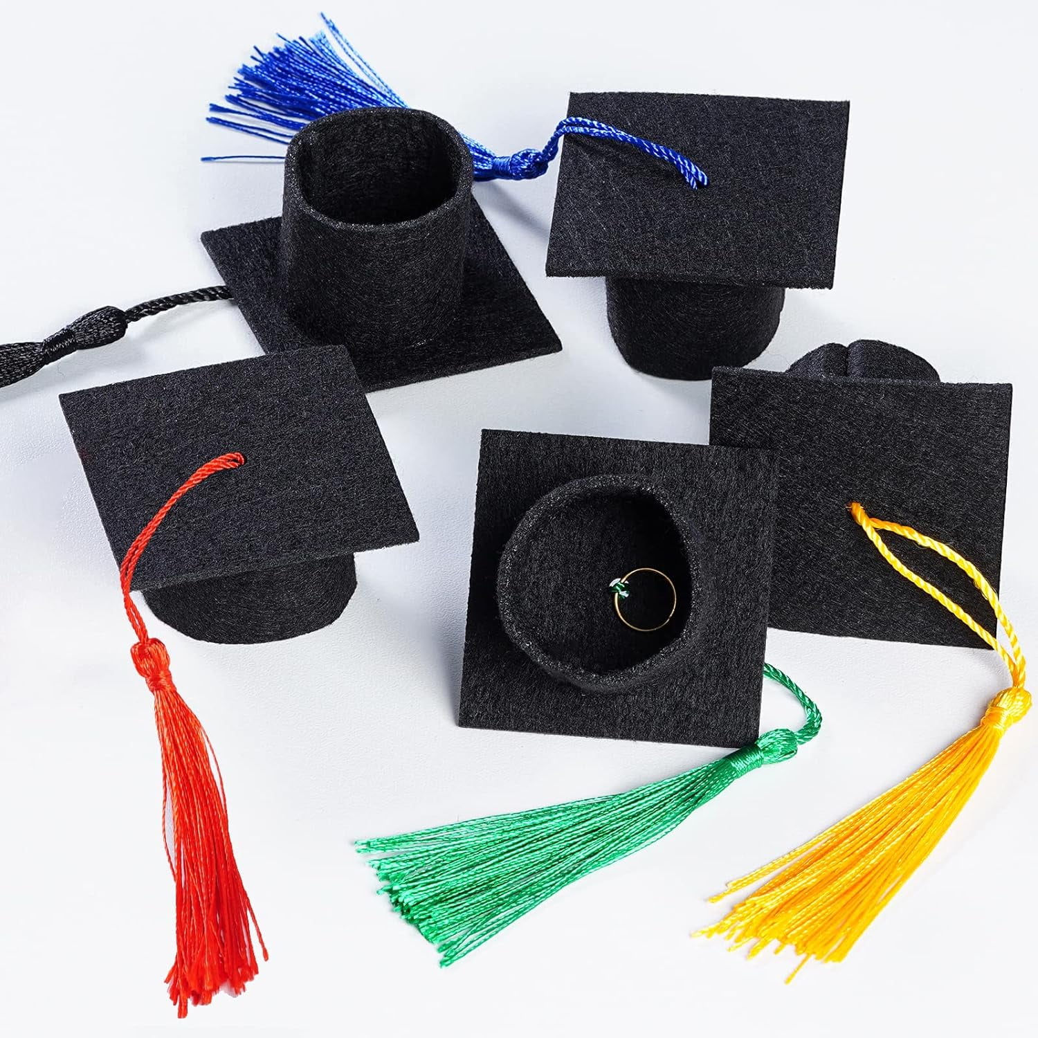 10 Pieces Mini Graduation Cap for Crafts, Black Felt Graduation Hat ...