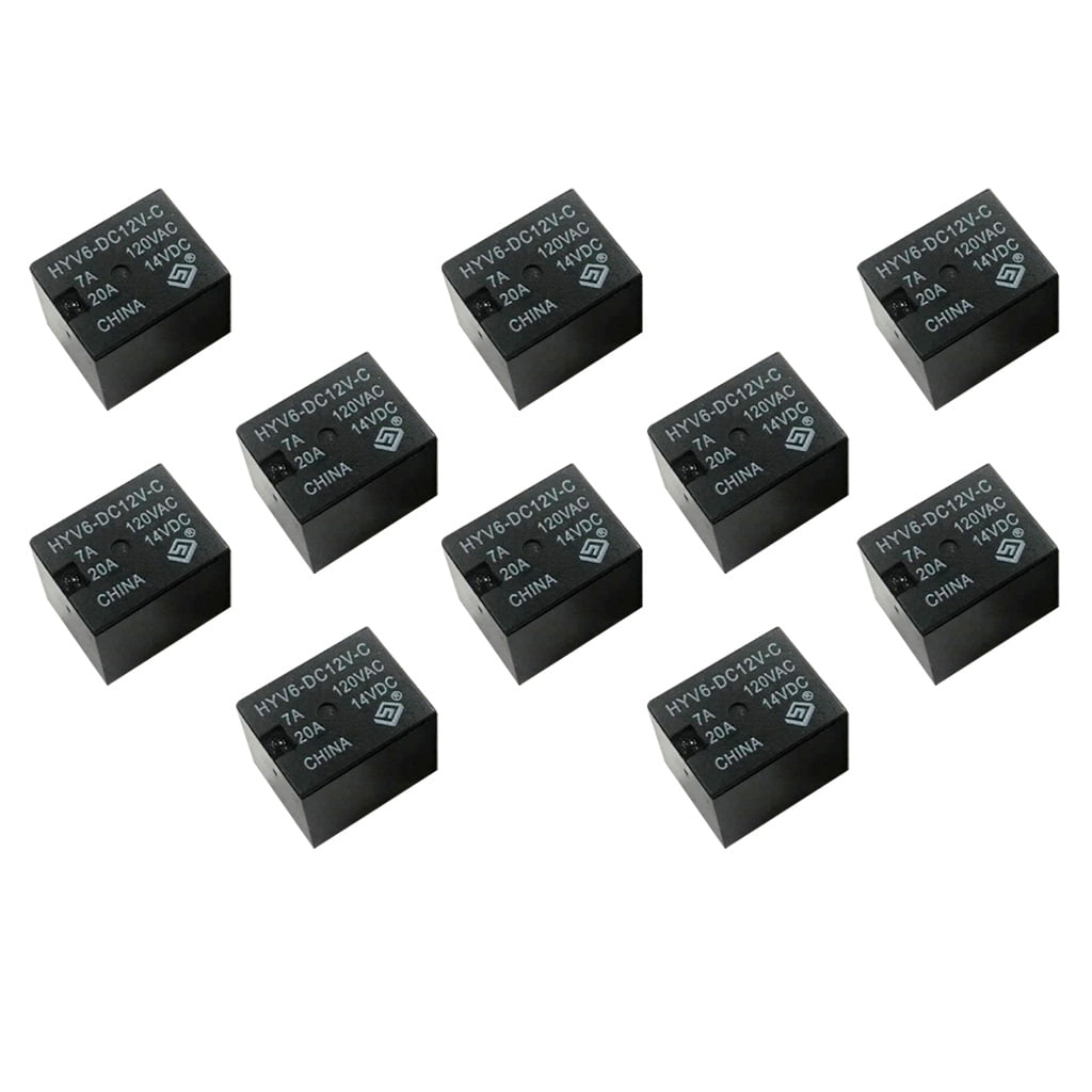 10 Pieces Mini SPDT Power Relays - 7A 120VAC - 20A 14VDC - 5 Pin ...