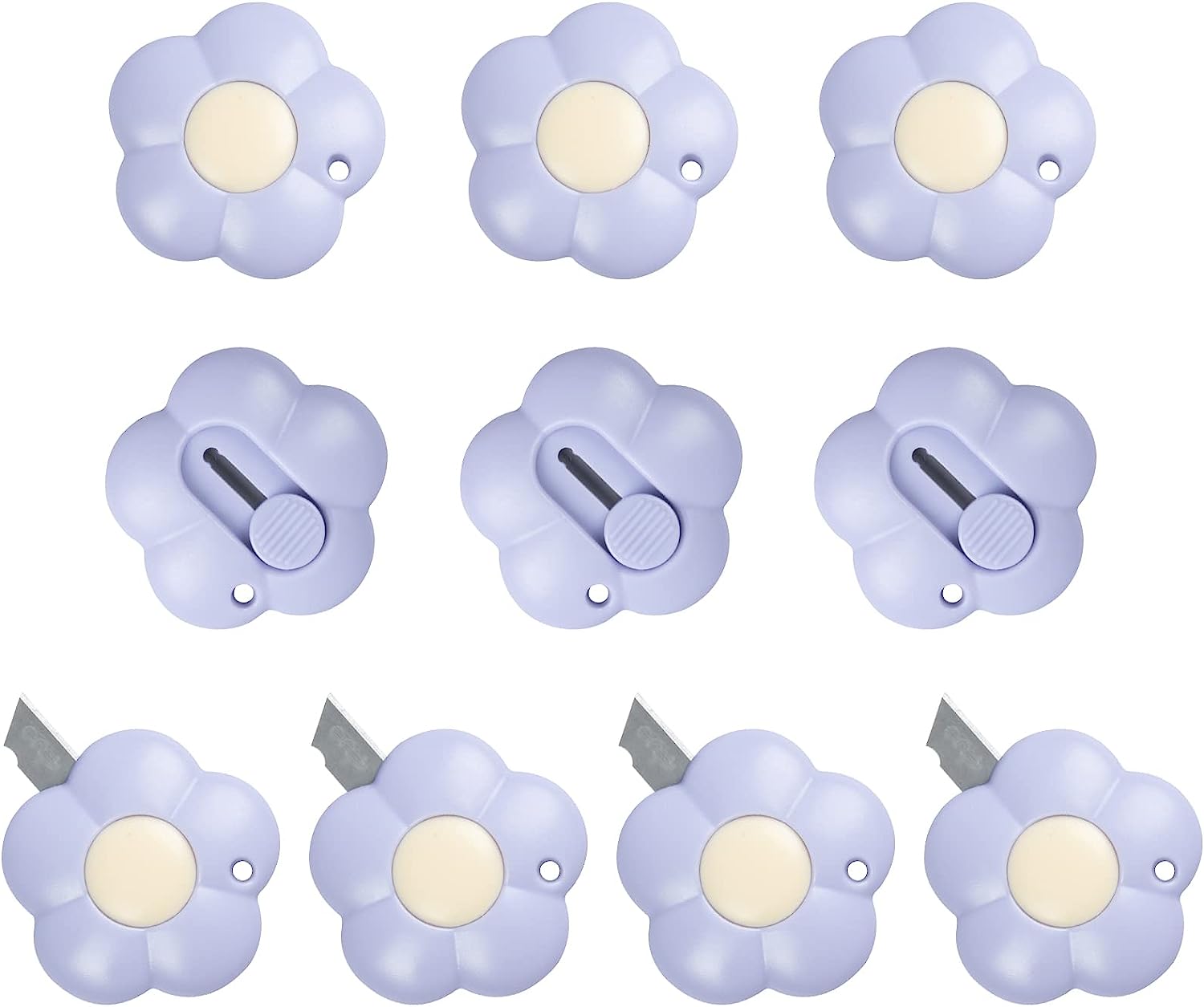 10 Pieces Mini Utility Knives Cute Flower Pocket Box Cutters with Slide ...