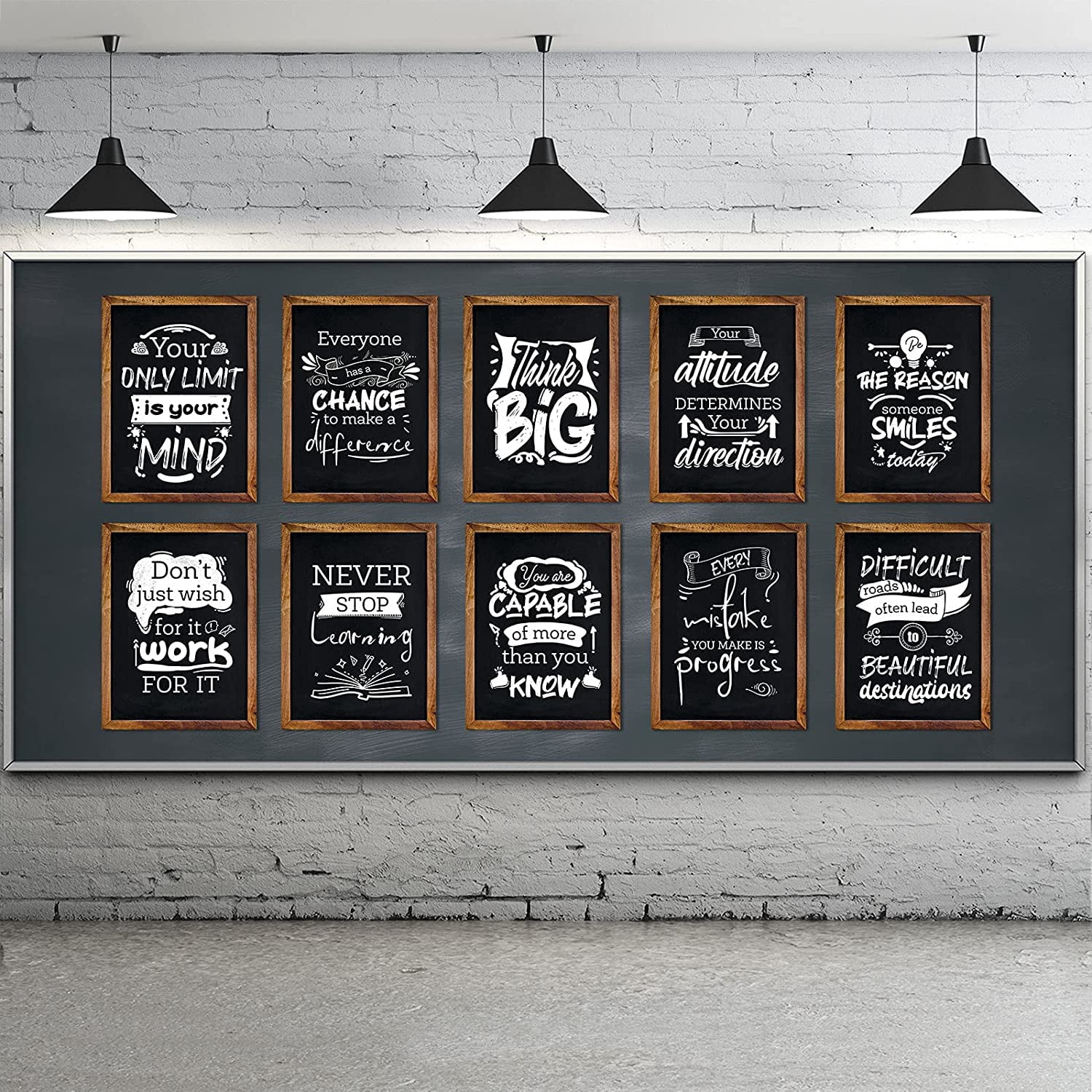 10 Pieces Motivational Classroom Posters Industrial Chic Bulletin Board ...