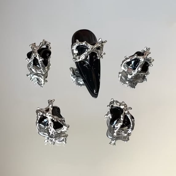 10 Pieces Nail Charms Nail Art Accessories Art Decoration Set with Dark ...