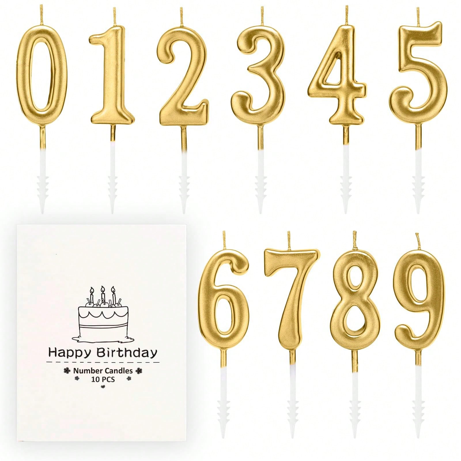 10-Pieces Numeral Birthday Candles - Cake Numeric Candles Number 0 1 2 ...