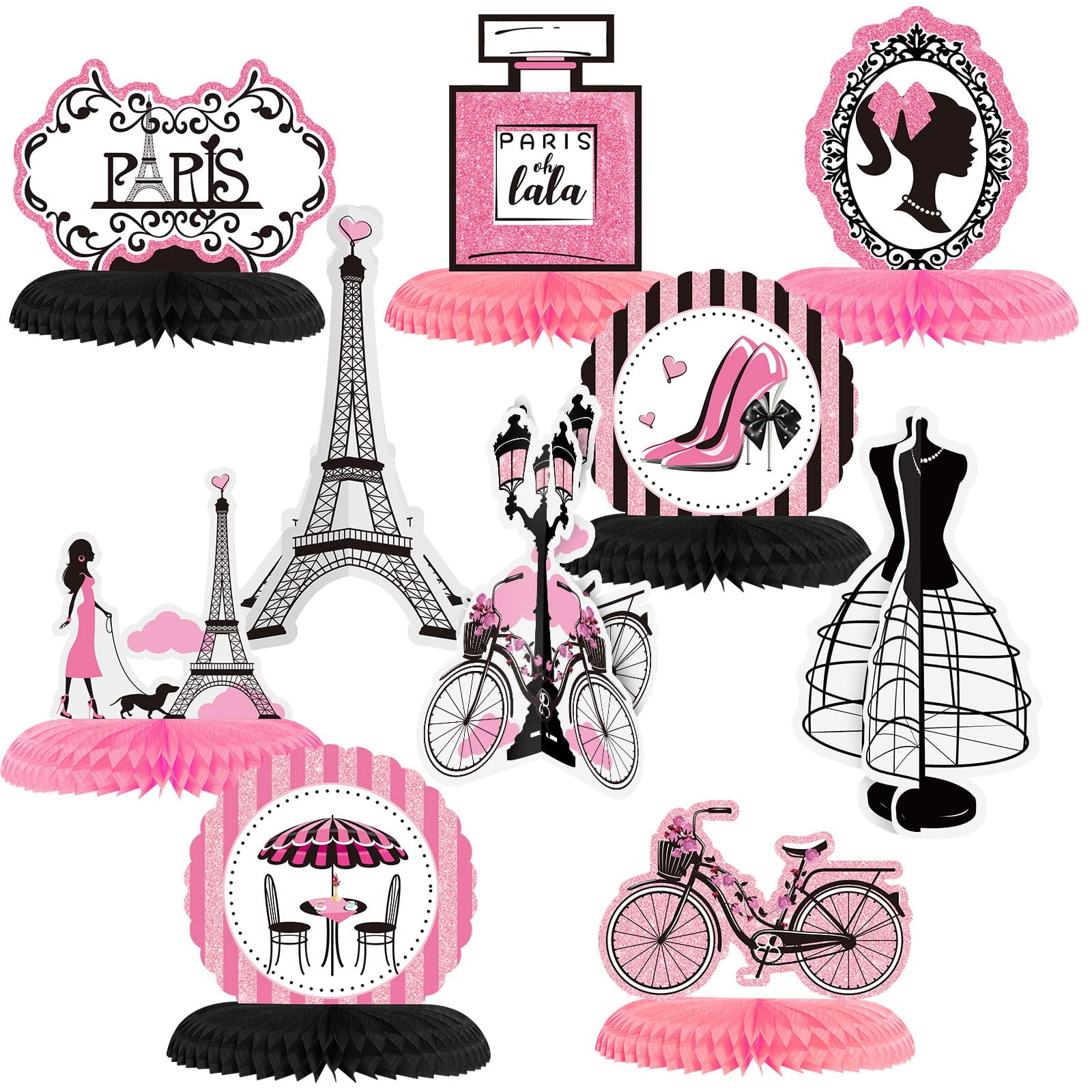 10 Pieces Paris Party Decorations Paris Honeycomb Centerpiece Table ...