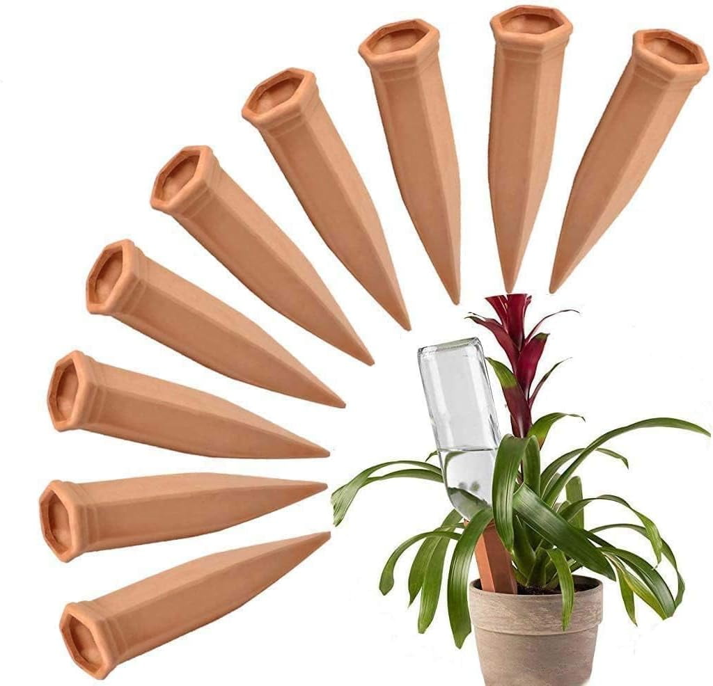 10 Pieces of Plant Watering Piles, Plant Watering Devices,Plant Water Seepage Devices, Clay self ...