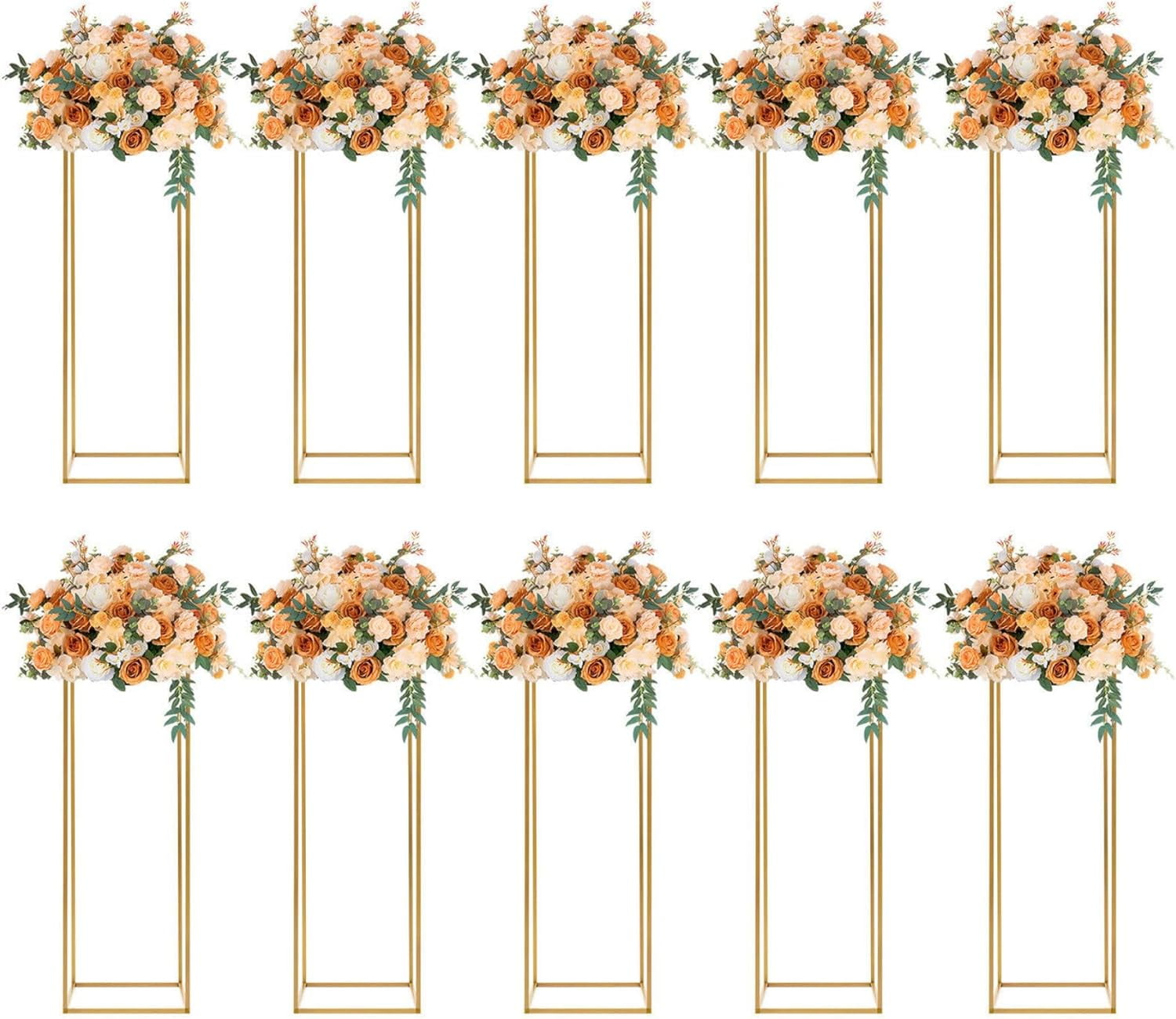 10 Pieces Plastic Flower Stand, High Geometric Centerpiece Vase Metal ...