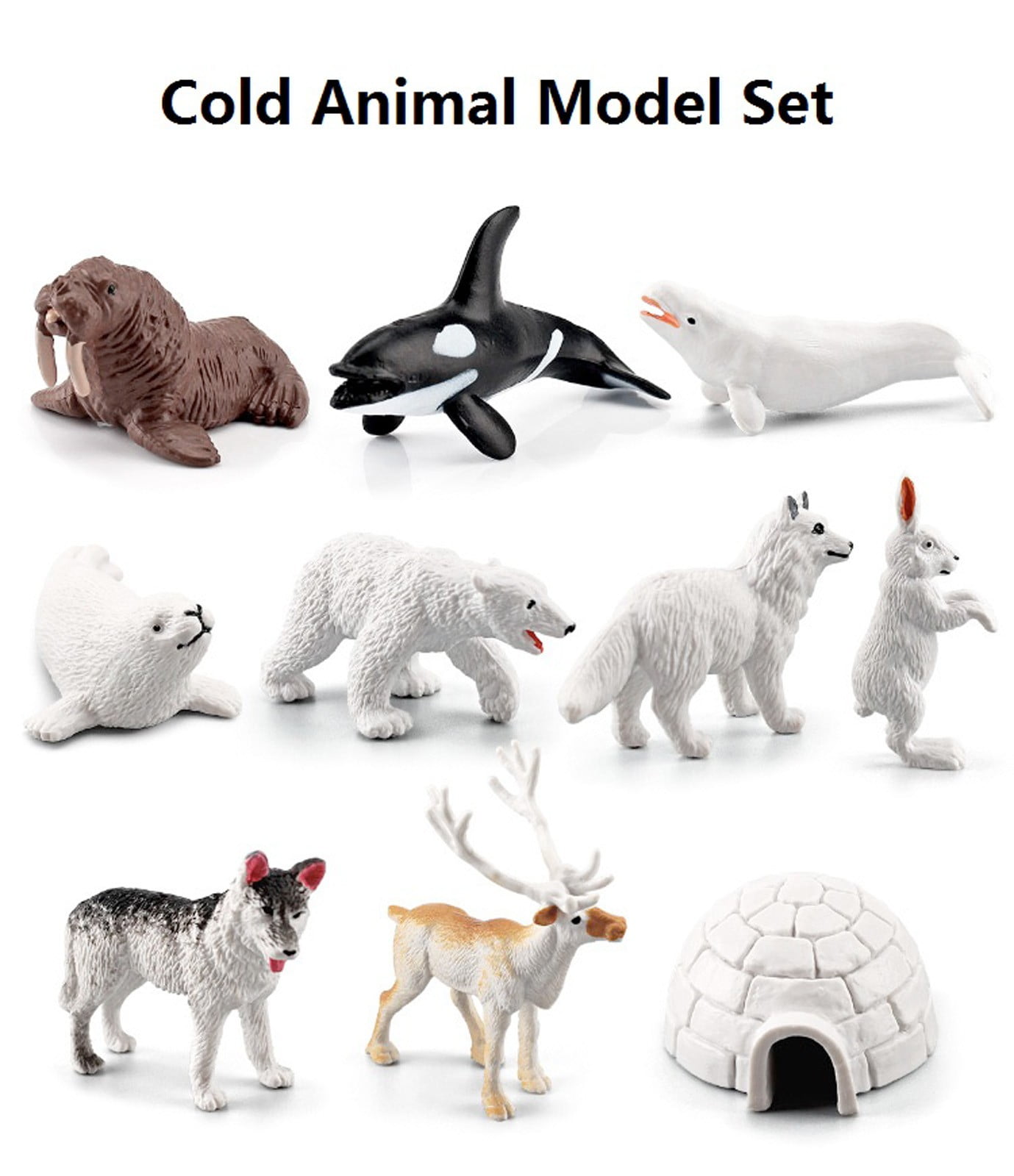 10 Pieces Polar Animal Figurines Set Realistic Arctic Figures Animal ...