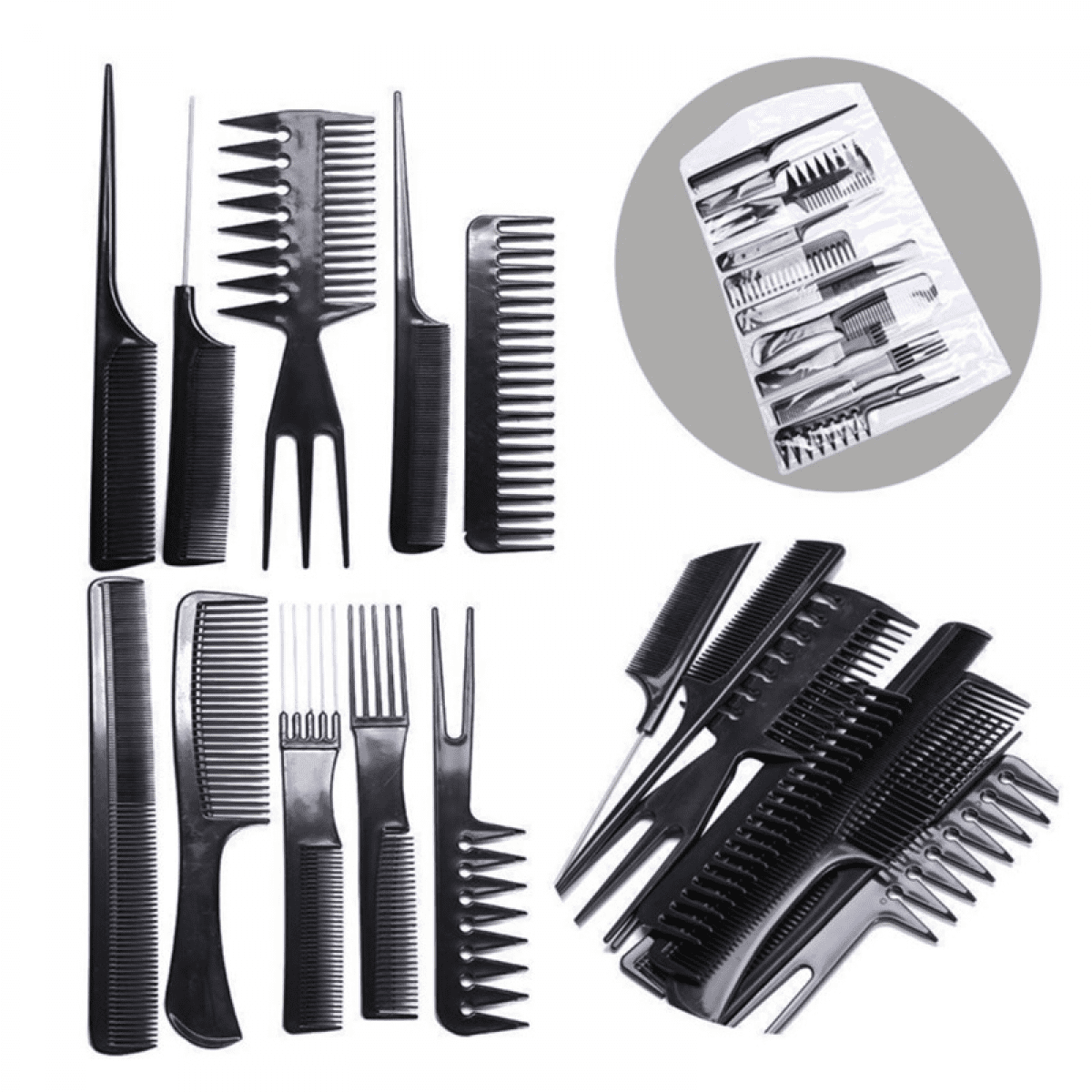 10 Pieces Professional Salon Hairdressing Hair Cutting Comb Set ...