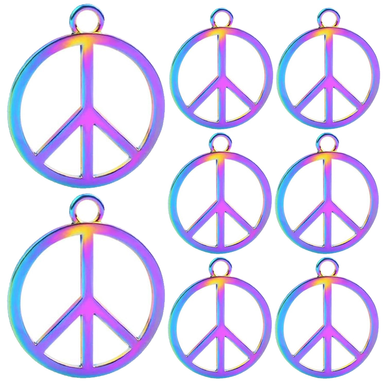 10 Pieces Rainbow Color Peace Sign Pendant Charms Alloy Peace Symbol ...