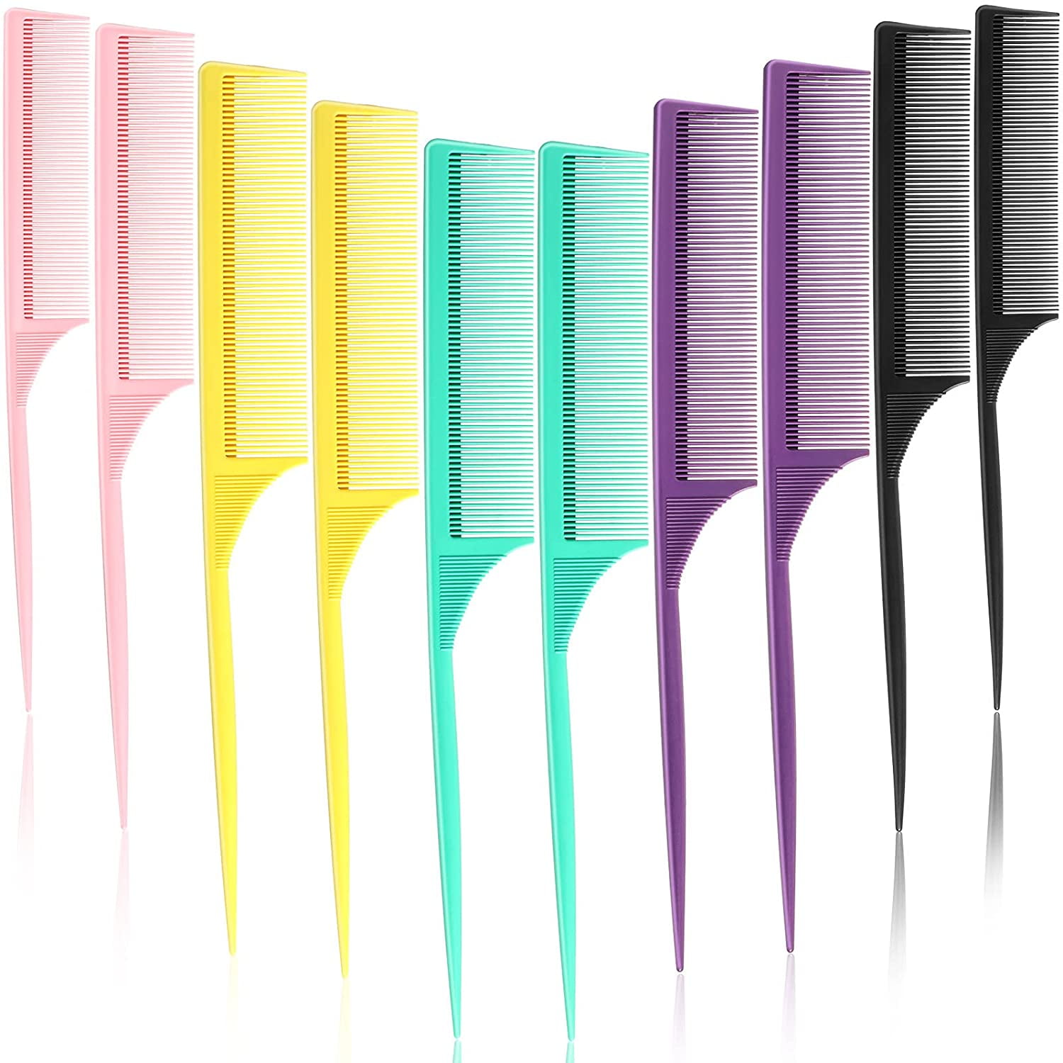 10 Pieces Rat Tail Comb Styling Carbon Heat Resistant Comb Anti Static ...