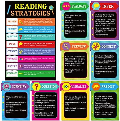 10 Pieces Reading Strategies Posters Educational Bulletin Board Set for ...