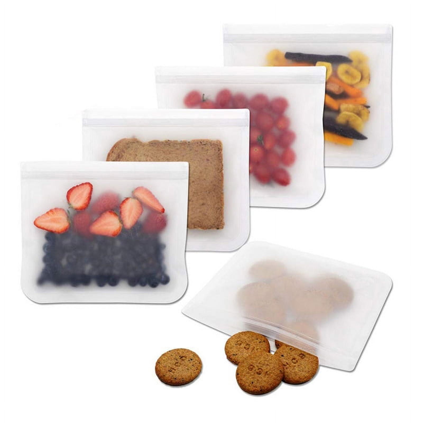 10 Pieces Reusable Silicone Food Storage Bags, Airtight Seal Food ...