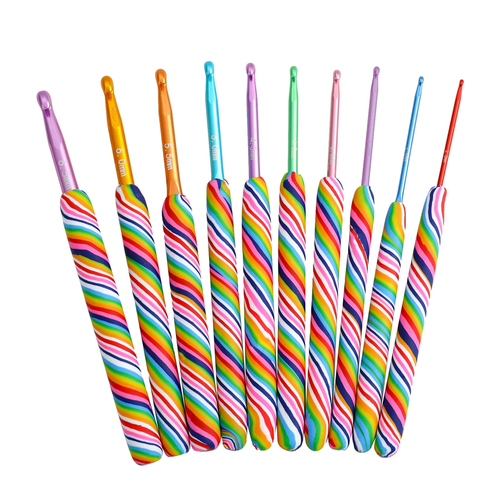 10 Pieces/Set Basic Crochet Hooks with Ergonomic Soft Grip Handles ...