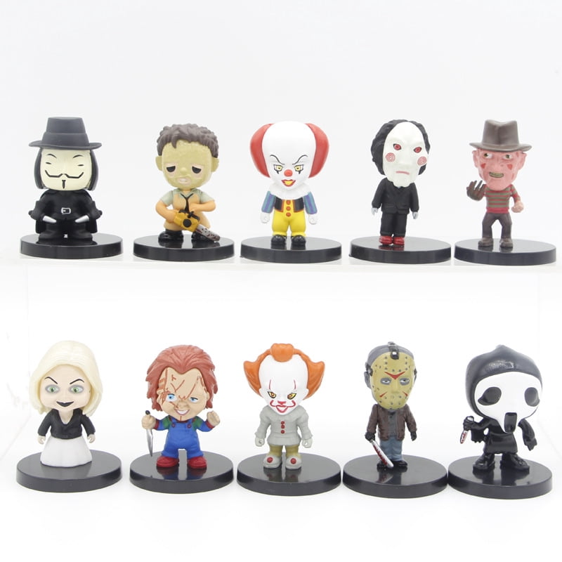 10 Pieces / Set Horror Film Series Jason Freddy Clown Action Figure ...