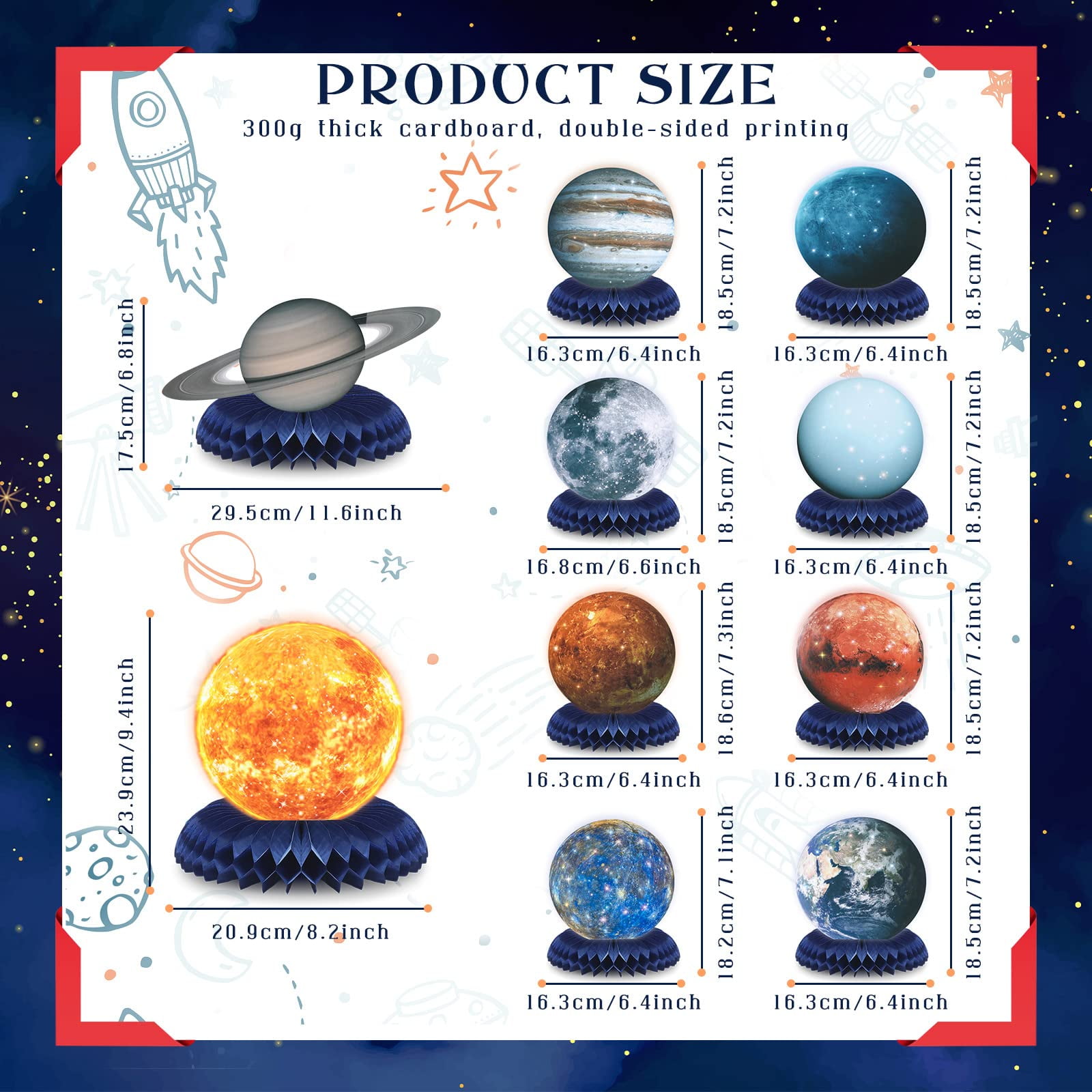 10 Pieces Space AJH3 Solar System Theme Honeycomb Centerpieces Table ...