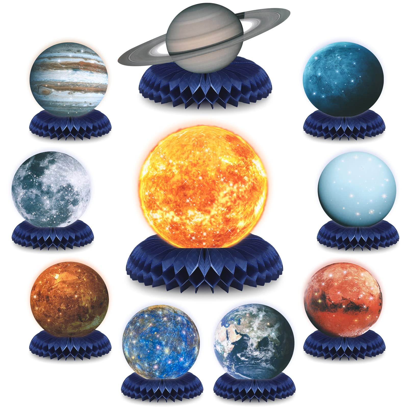 10 Pieces Space Solar System Theme Honeycomb Centerpieces Table Topper ...