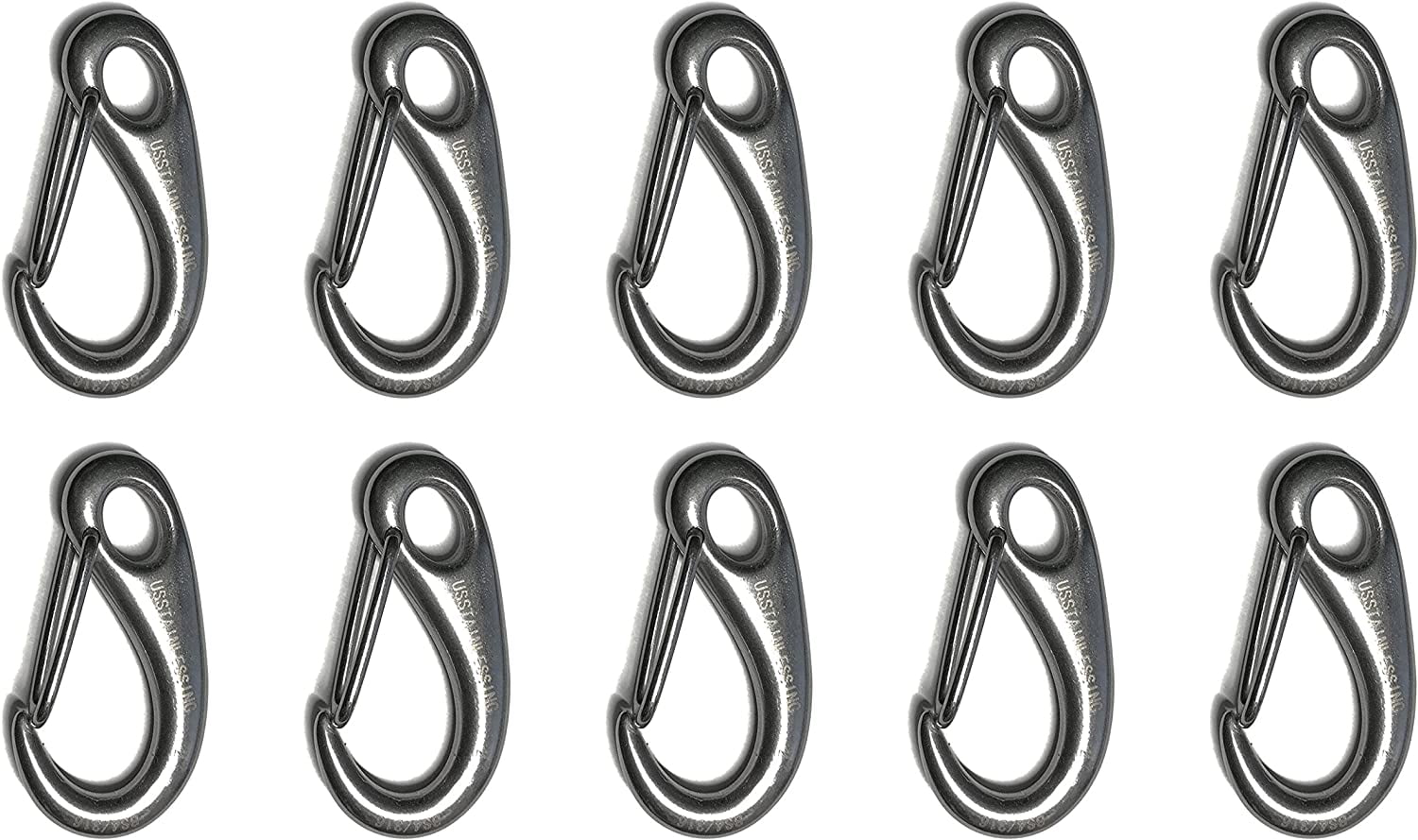 10 Pieces Stainless Steel 316 Spring Gate Snap Hook Clip 2" Marine ...