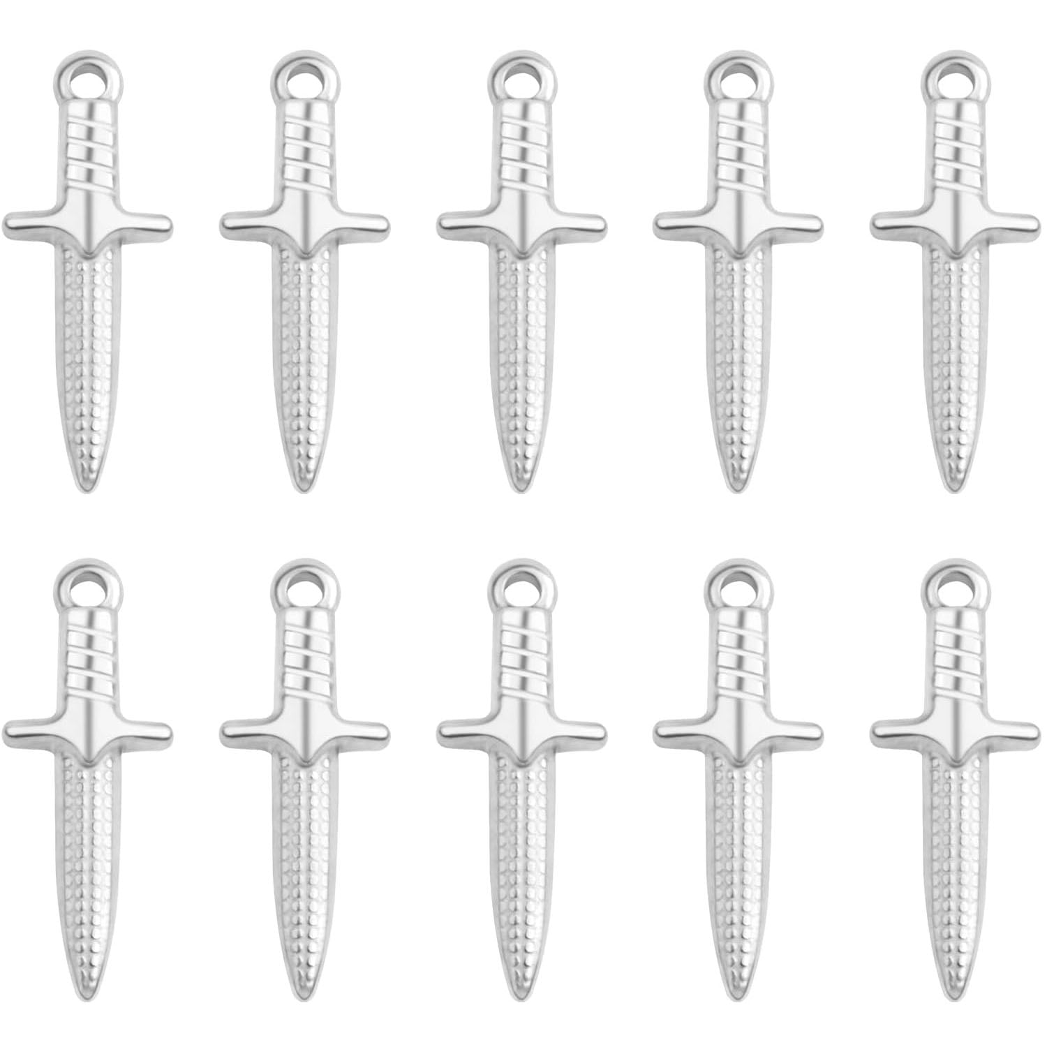 10 Pieces Stainless Steel Dagger Shape Pendant Charms Hypoallergenic ...