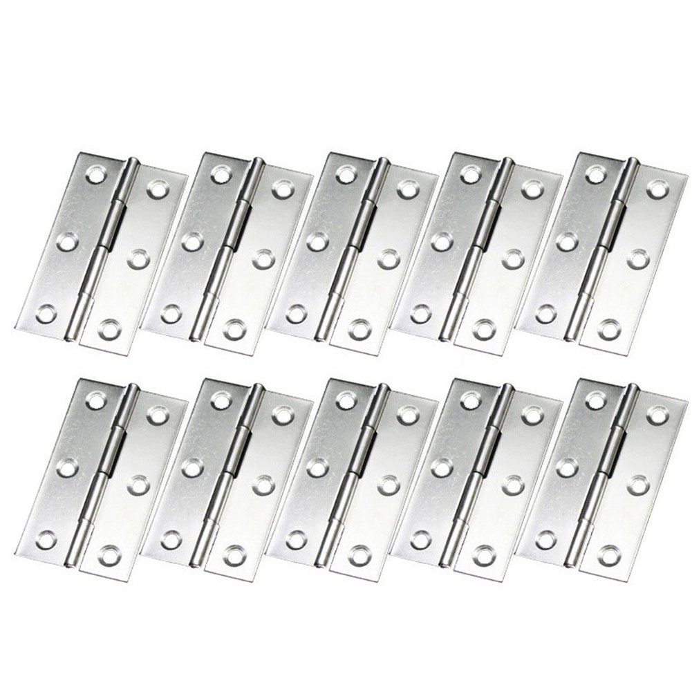 10 Pieces Stainless Steel Flat Hinge for Cabinet Box Doors Connector ...