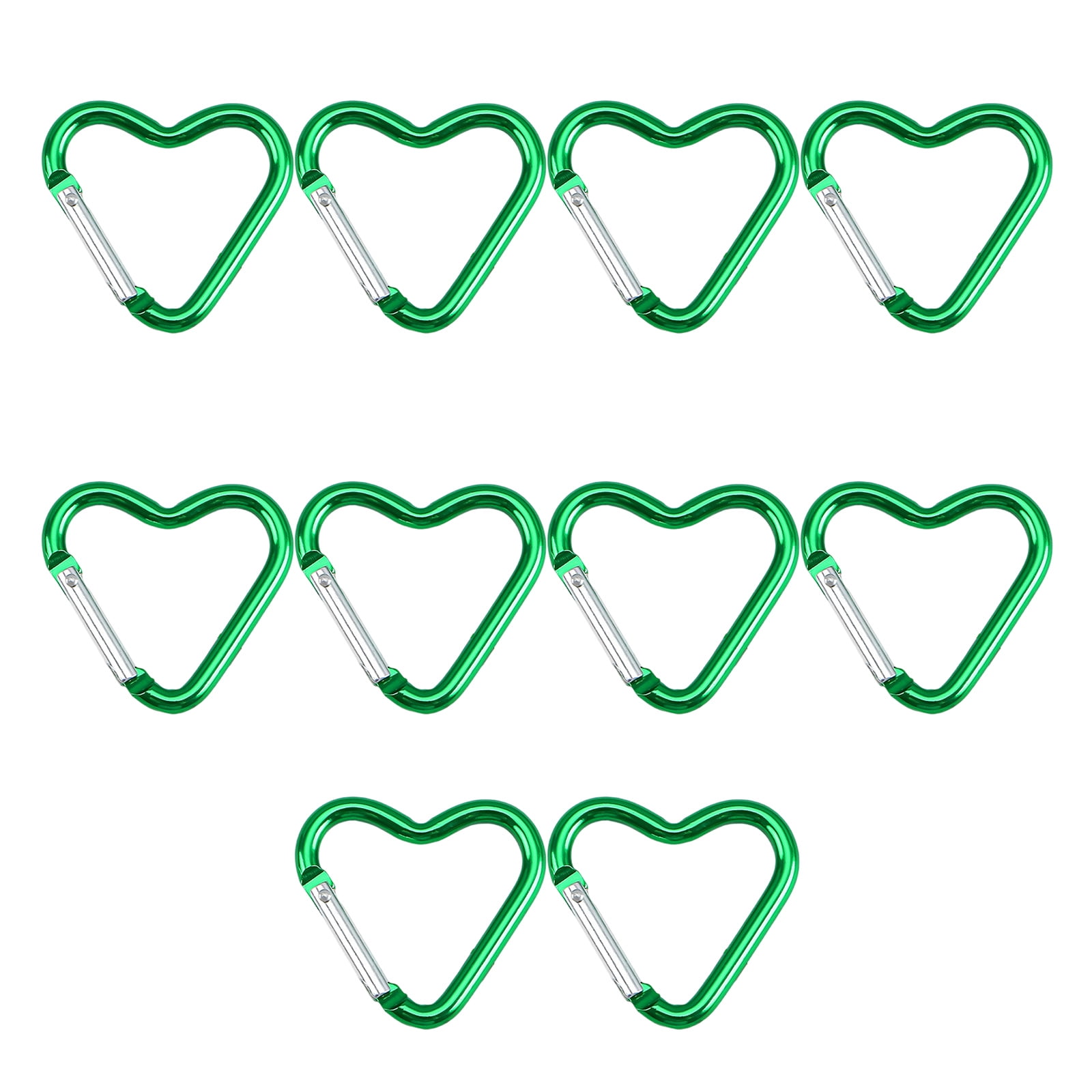 10 Pieces Stylish Heart Shaped Aluminum Carabiner Keychain Portable for ...