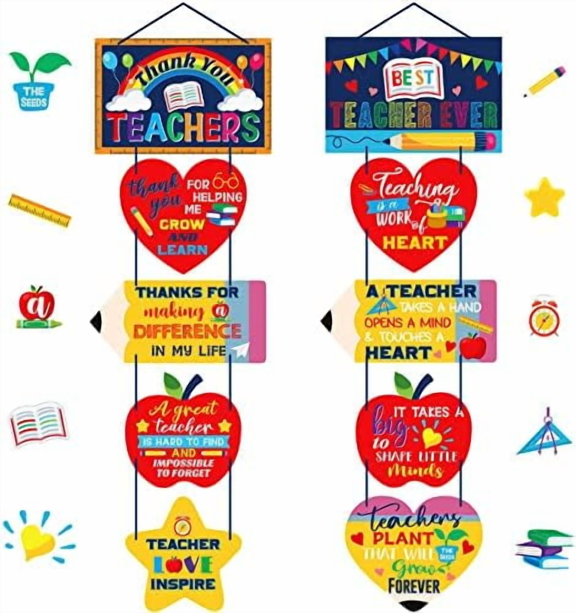 10 Pieces Teacher Appreciation Wall Decoration Teacher Gift Porch Sign ...