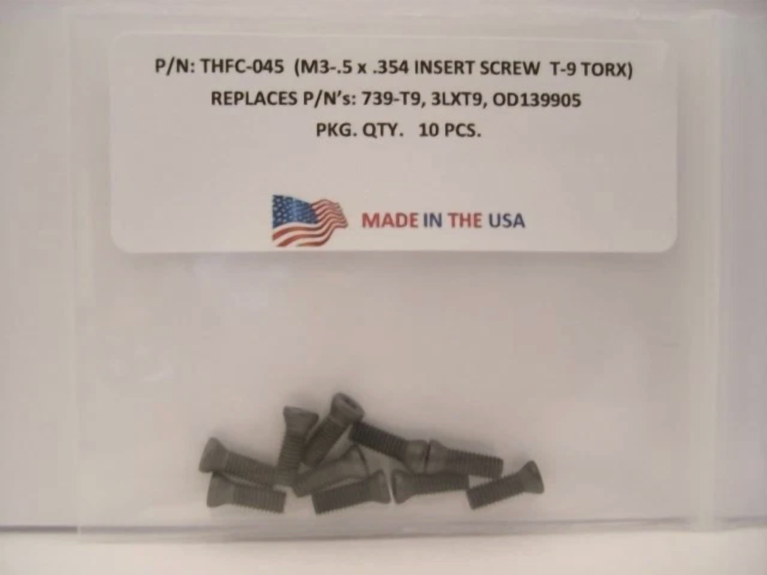 10 Pieces Thfc-045 Spade Drill Lock Screw: 739-T9 .. 3Lxt9 .. Od139905 ...