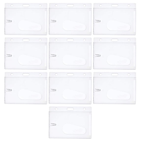 10 Pieces Transparent ID Card Badge Holder Prevents Card from Bending ...