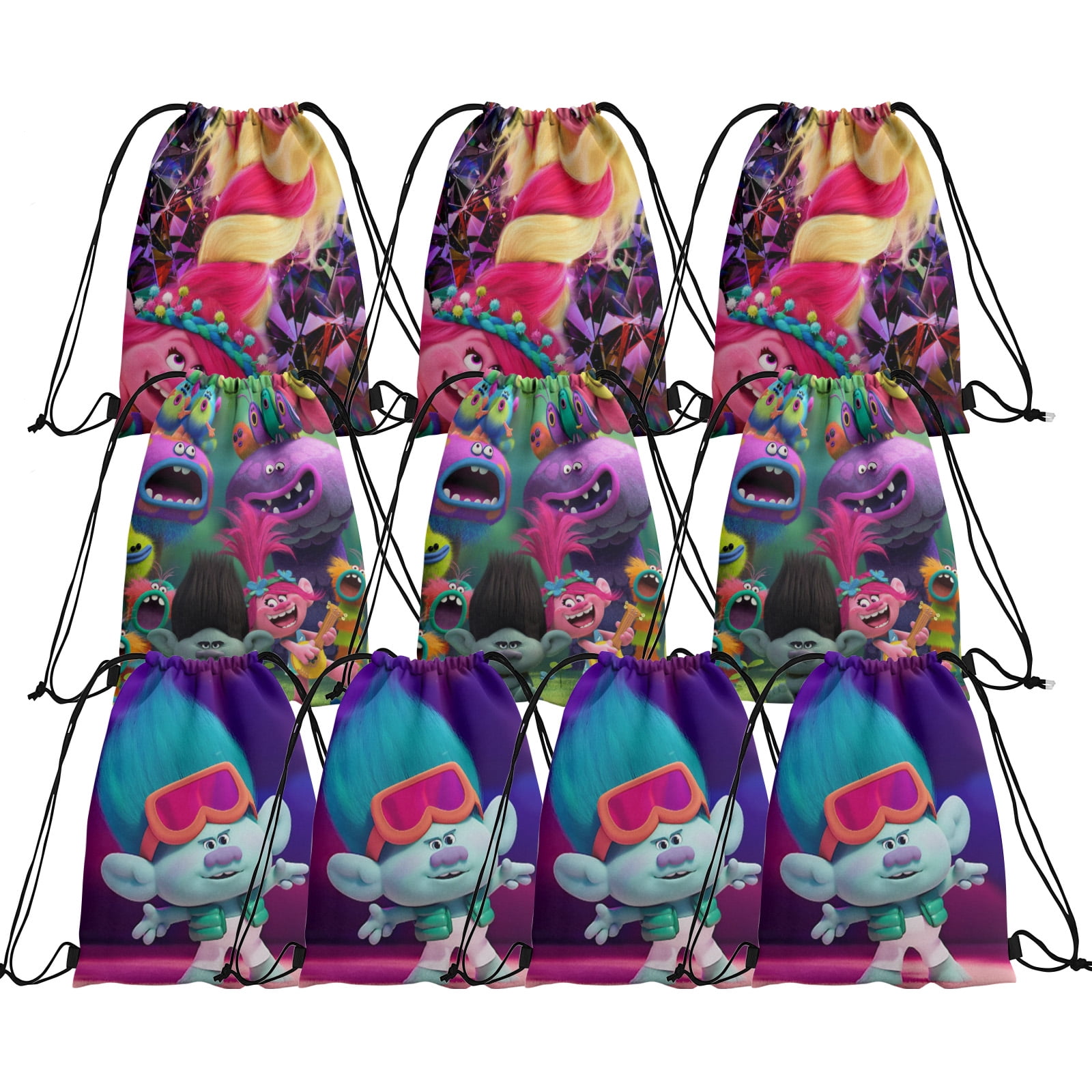 10 Pieces Trolls Candy Drawstring Bag – Perfect Goodie Favor Bags for Boys and Girls Cartoon ...
