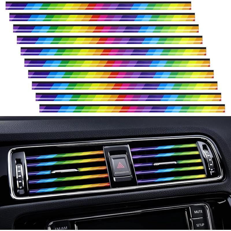 10 Pieces Universal Car Air Conditioner Vent Trim Decoration Strip ...