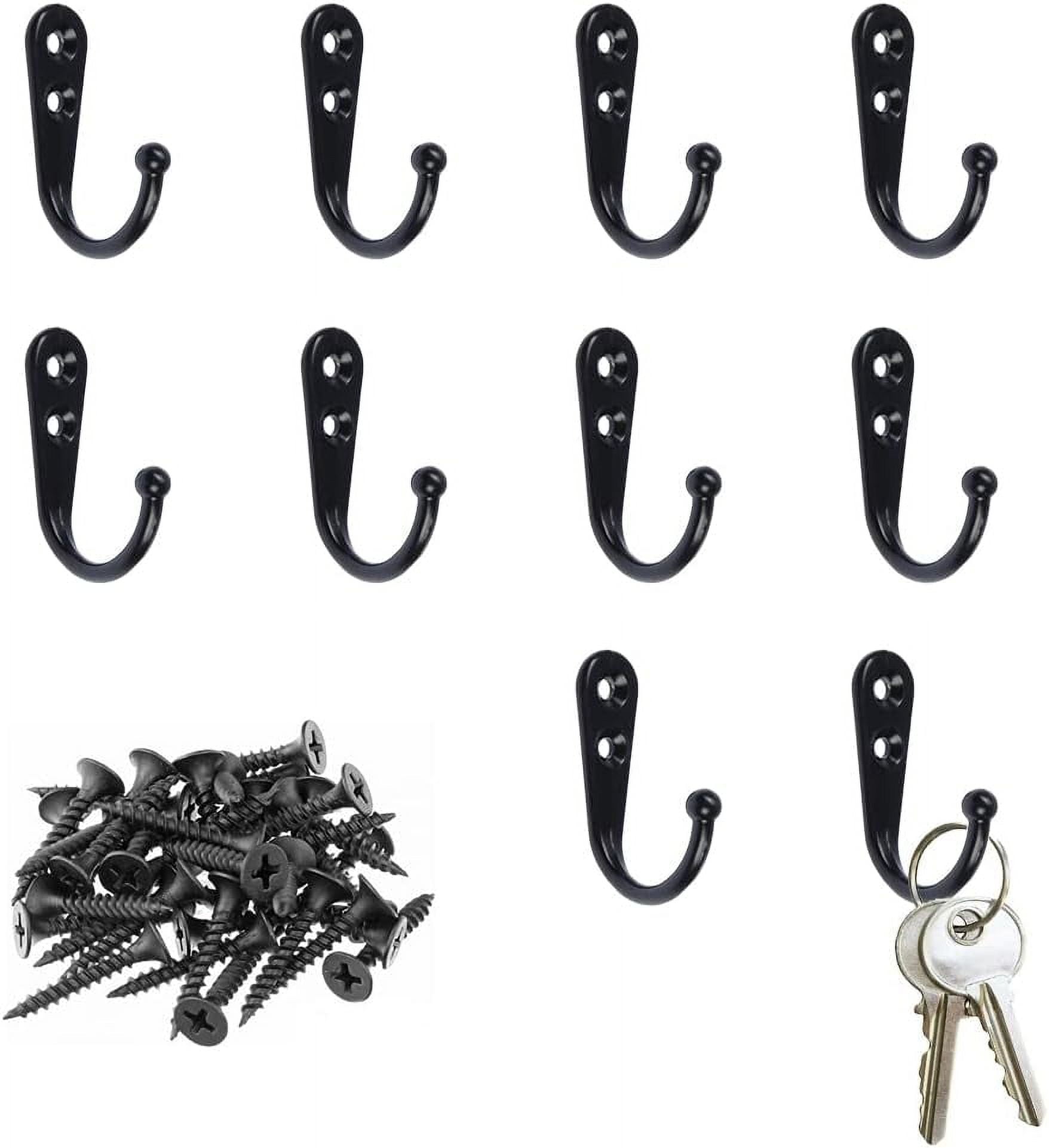 10 Pieces Wall Mounted Hook/Single Coat Hanger (Black) - Walmart.com
